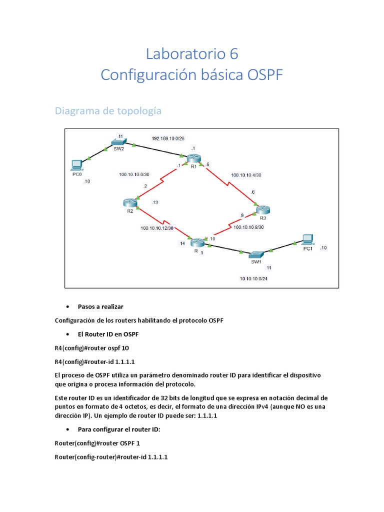 Laboratorio 6 OSPF | PDF | Dirección IP | Enrutador (Computación)