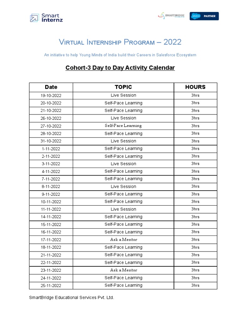 Cohort 3 Calendar | PDF