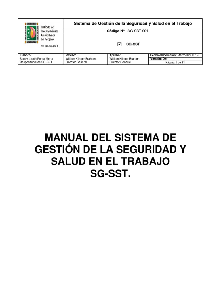 SG-SST-001 Sistema de Gestión de La Seguridad y Salud en El Trabajo | PDF | Finanzas y dinero ...