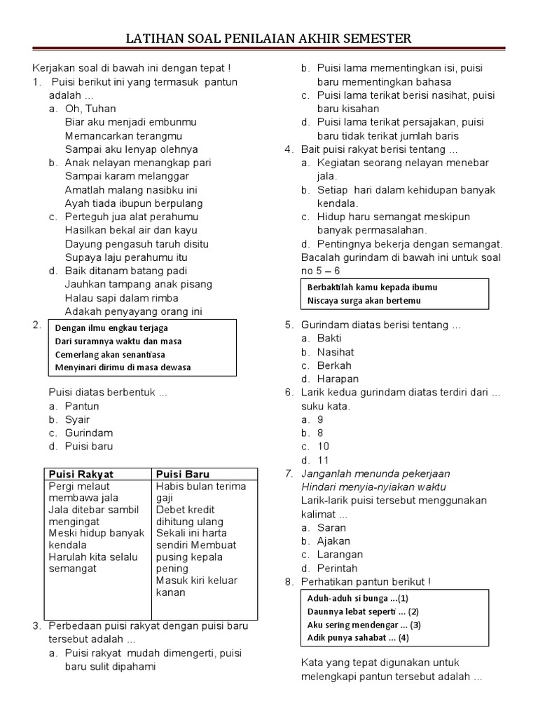 Latihan Pat B. Indo KLS 7 | PDF
