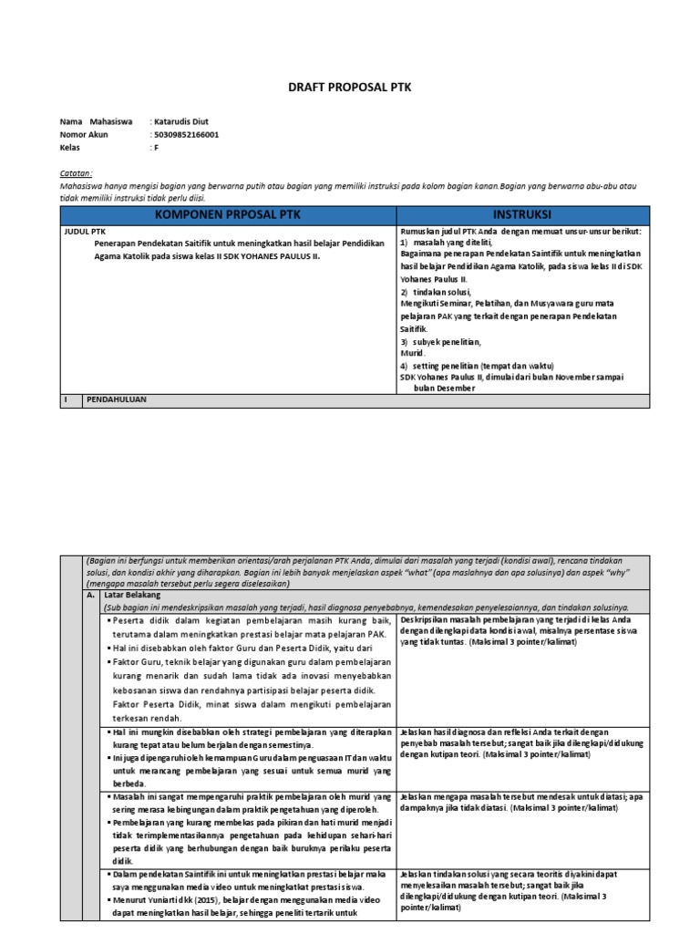 Template DRAFT PROPOSAL PTK Udis | PDF | Karier & Perkembangan