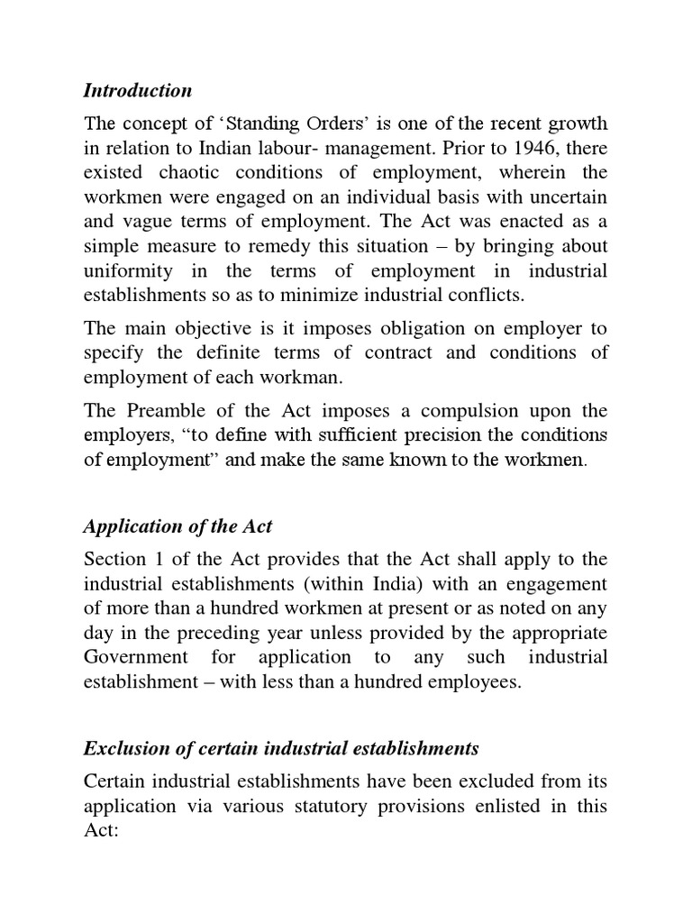 Overview of Standing Orders Act 1946 | PDF