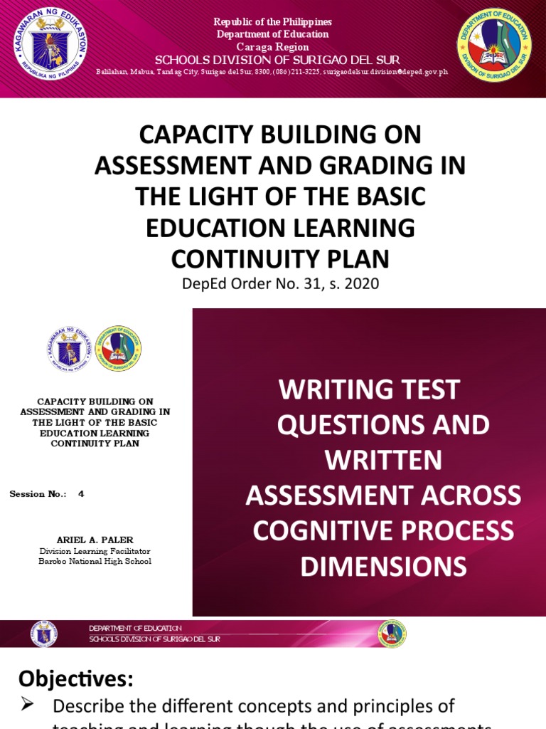 Session 4 - Writing Test Questions Across Cognitive Process Dimensions ...