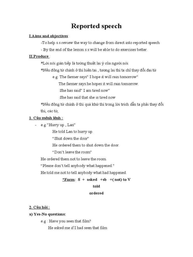 Reported Speech | PDF