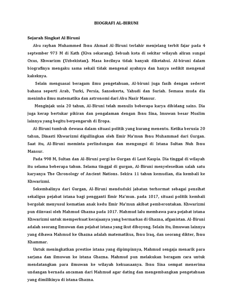 Biografi Al Biruni | PDF