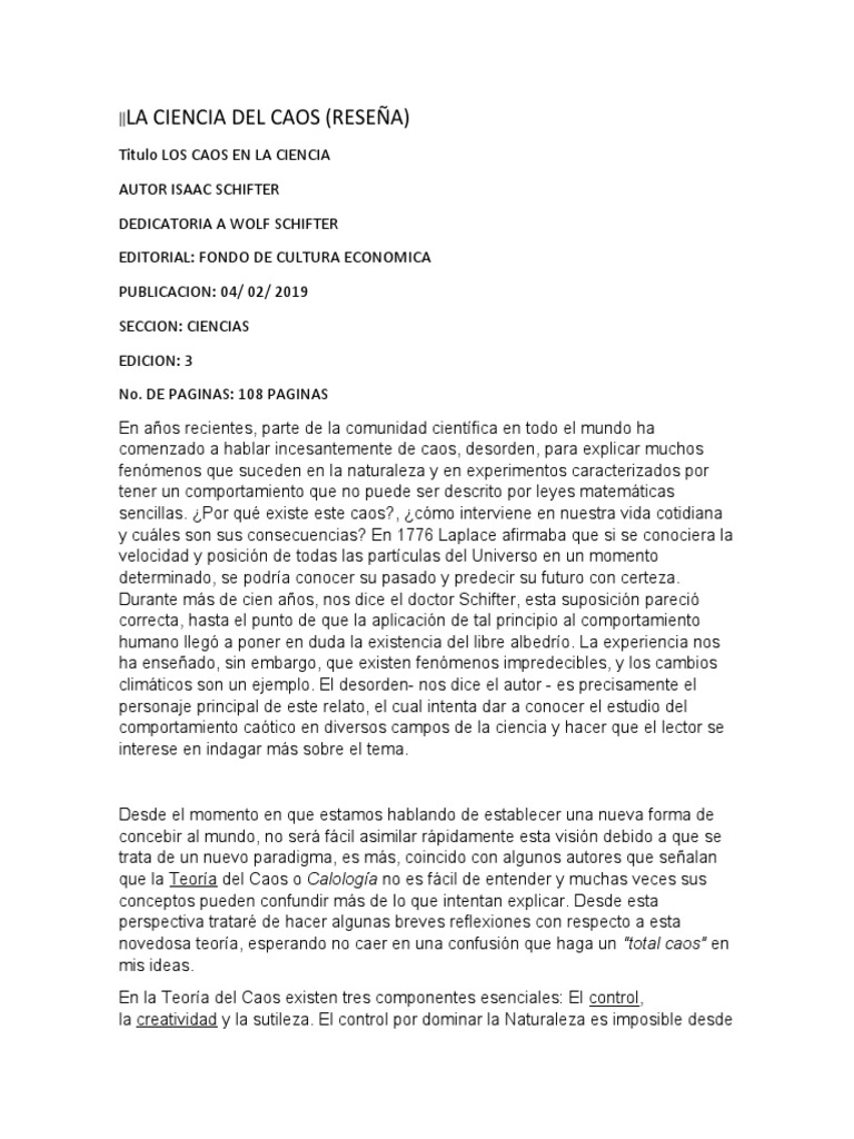 La Ciencia Del Caos Reseña | PDF