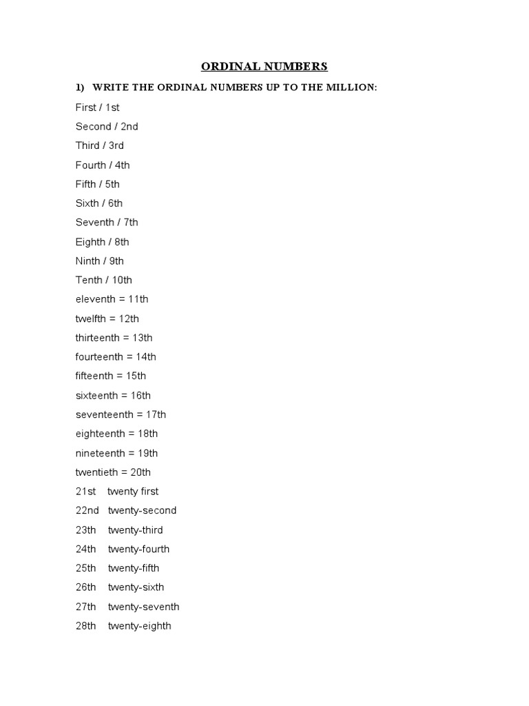Ordinal Numbers | PDF
