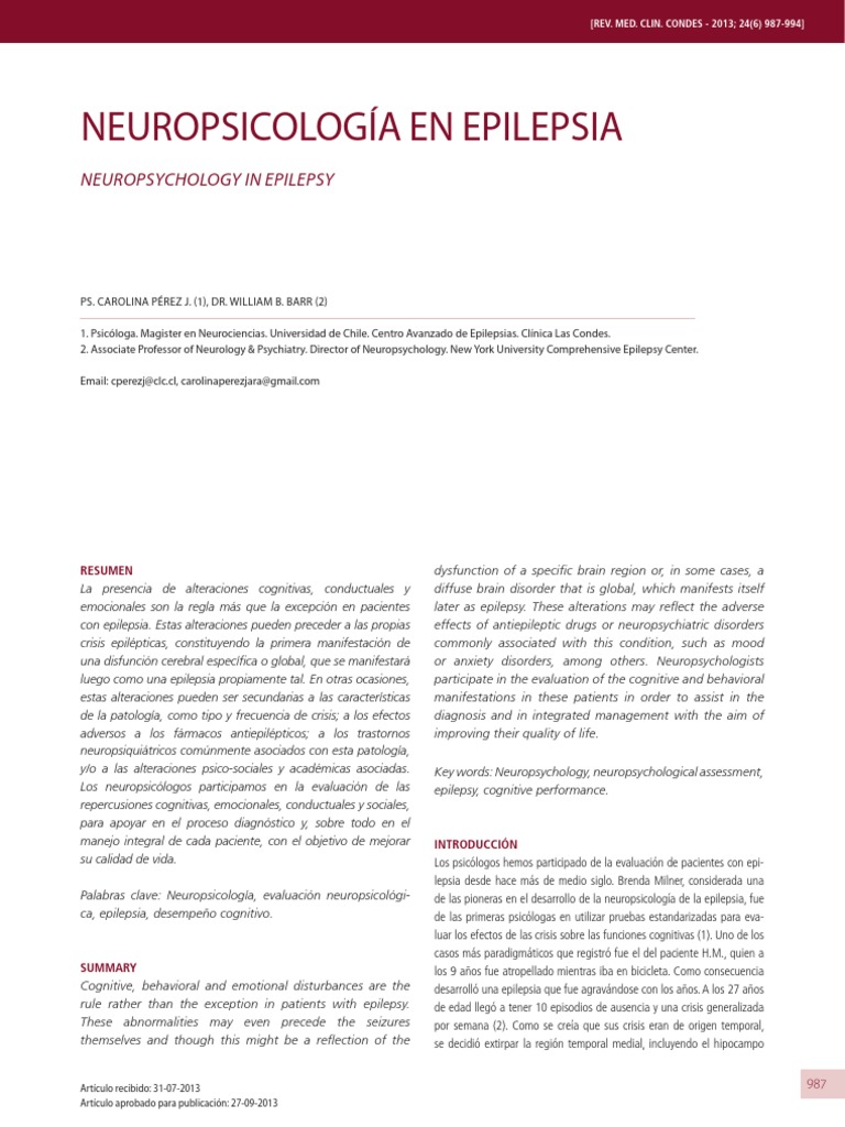 Neuropsicologia en Epilepsia | PDF