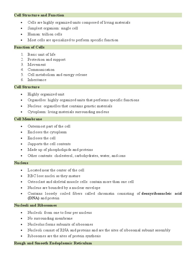 Cell Structure and Function | PDF | Cell (Biology) | Endoplasmic Reticulum