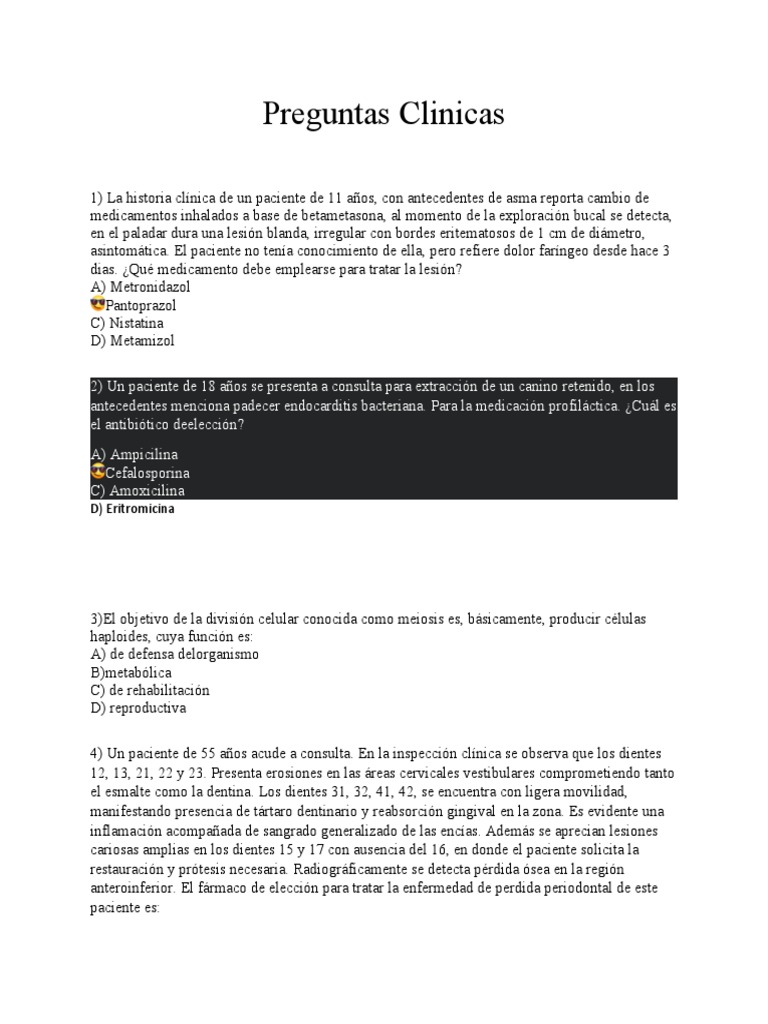 Preguntas Clinicas | PDF | Dentadura postiza | Odontología
