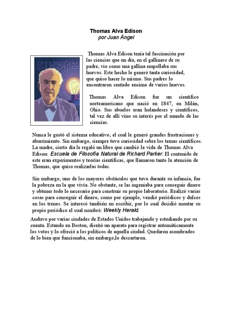 Biografia Thomas Alva Edison | PDF | Thomas Edison