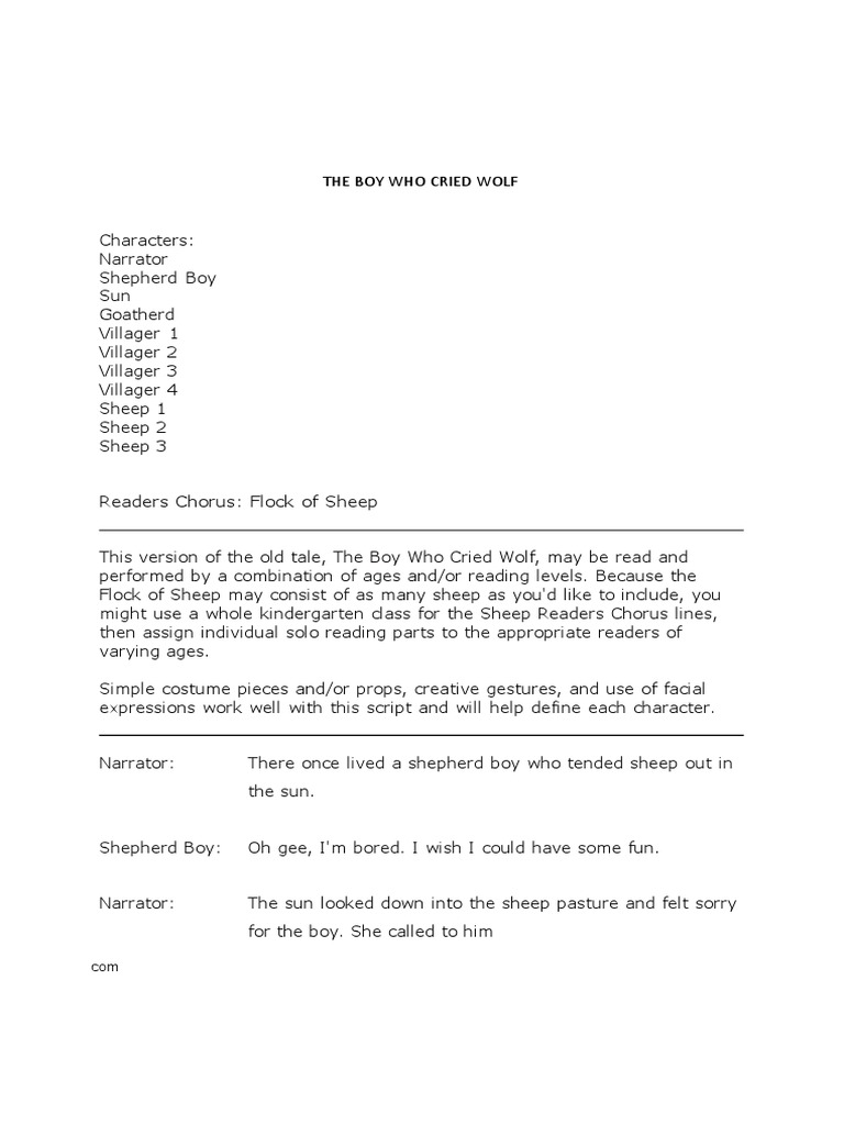 The Boy Who Cried Wolf Group 3 | PDF | Shepherd | Sheep