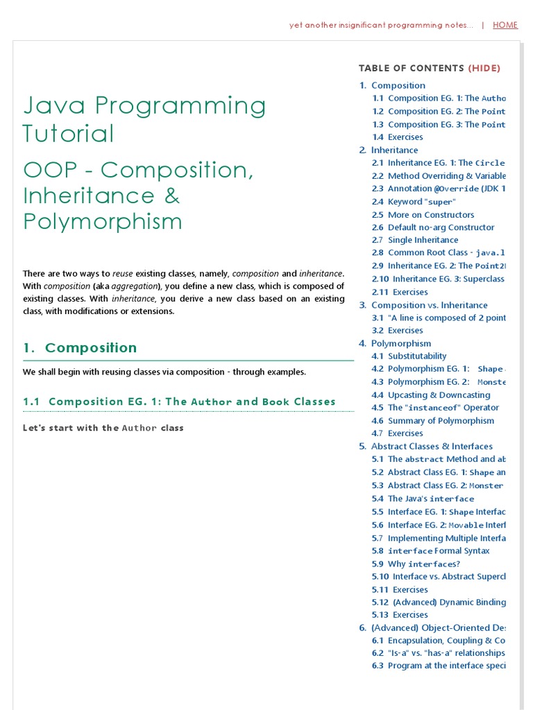 Oop Inheritance And Polymorphism Java Programming Tutorial Pdf Inheritance Object Oriented