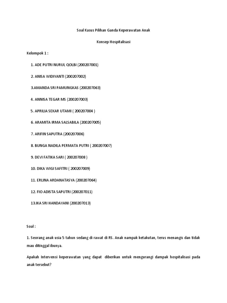 Soal Kasus Kep Anak | PDF