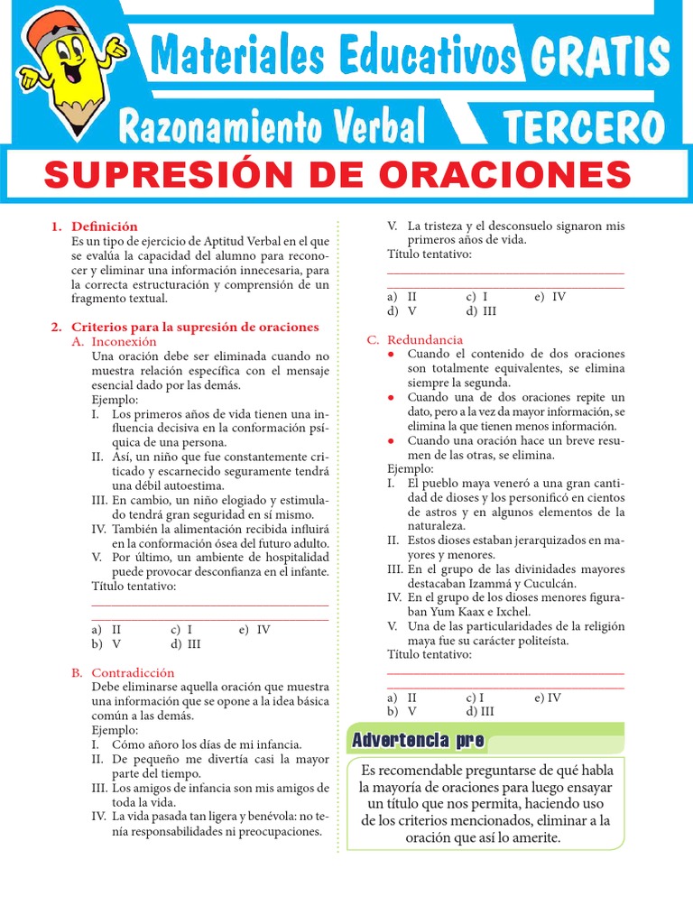 Eliminacion de Oraciones | PDF