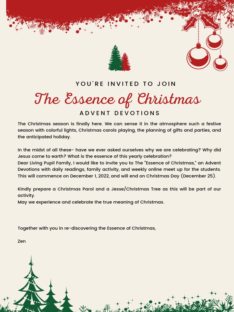 The Essence of Christmas Advent Invitation | PDF