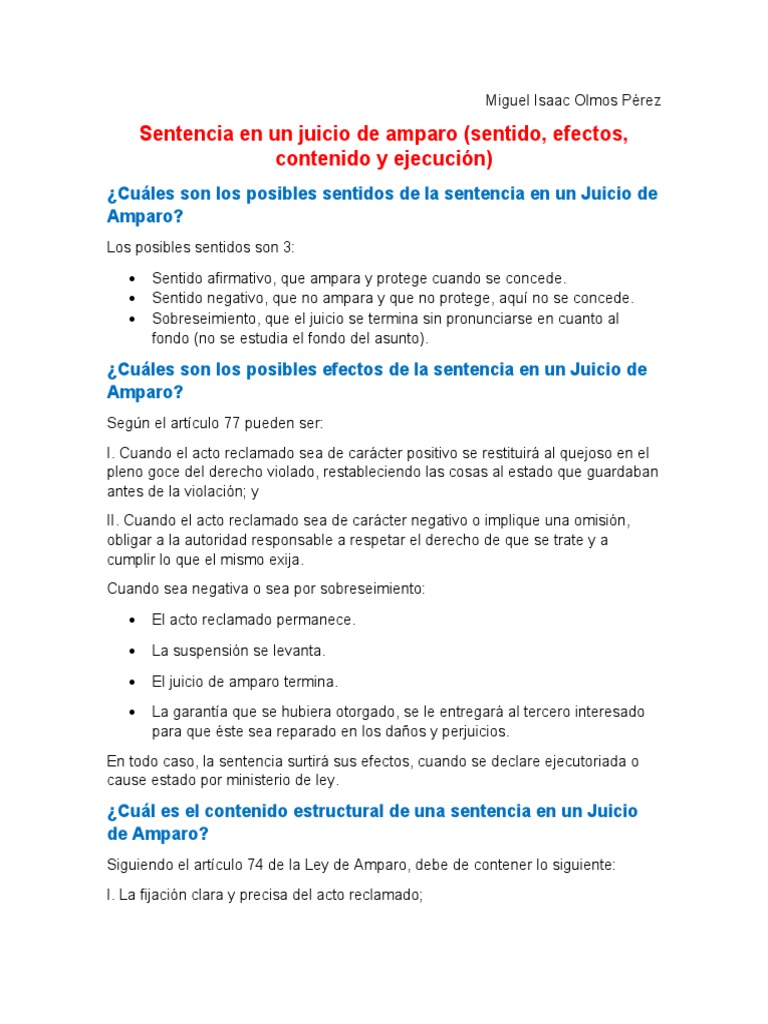 Sentencias en Juicio de Amparo: Guía Completa | PDF | Sentencia (ley) | Violación
