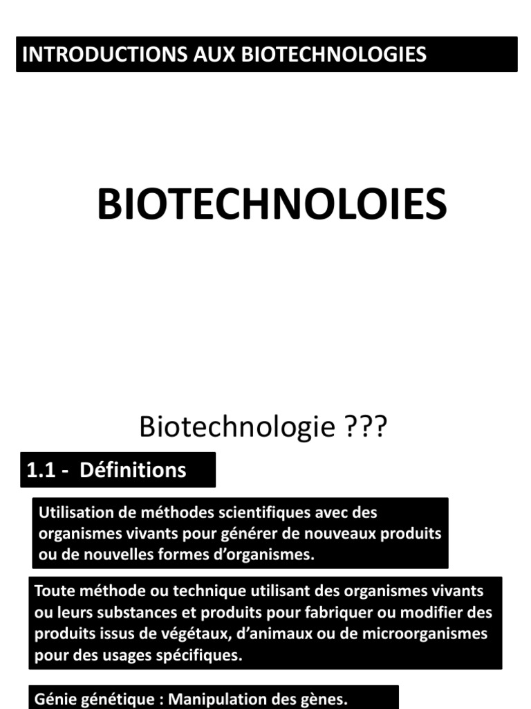 Cours 1 Biotechnologie | PDF