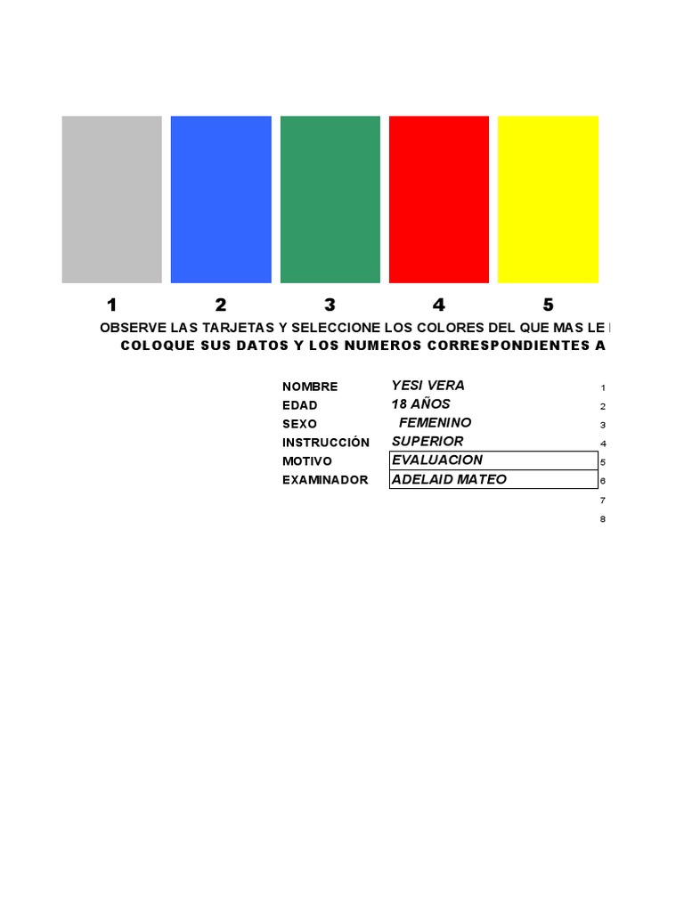 Programa Test de Colores | PDF | Verde | Autoestima