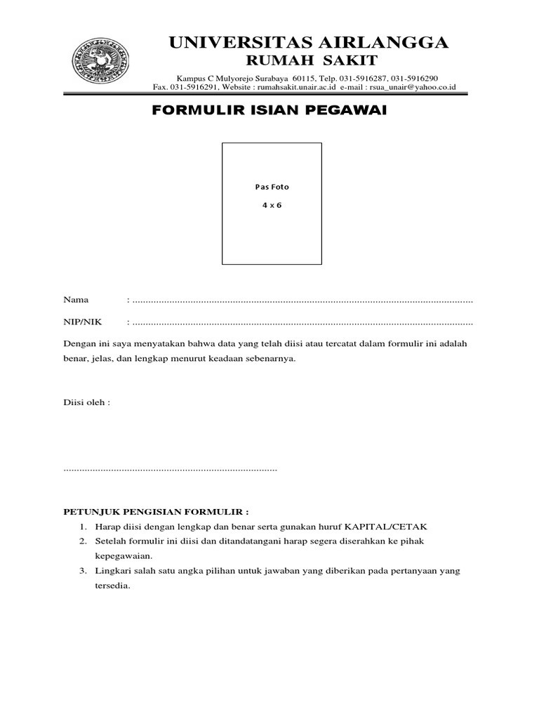Formulir Isian Pegawai | PDF | Karier & Perkembangan | Teknologi & Rekayasa