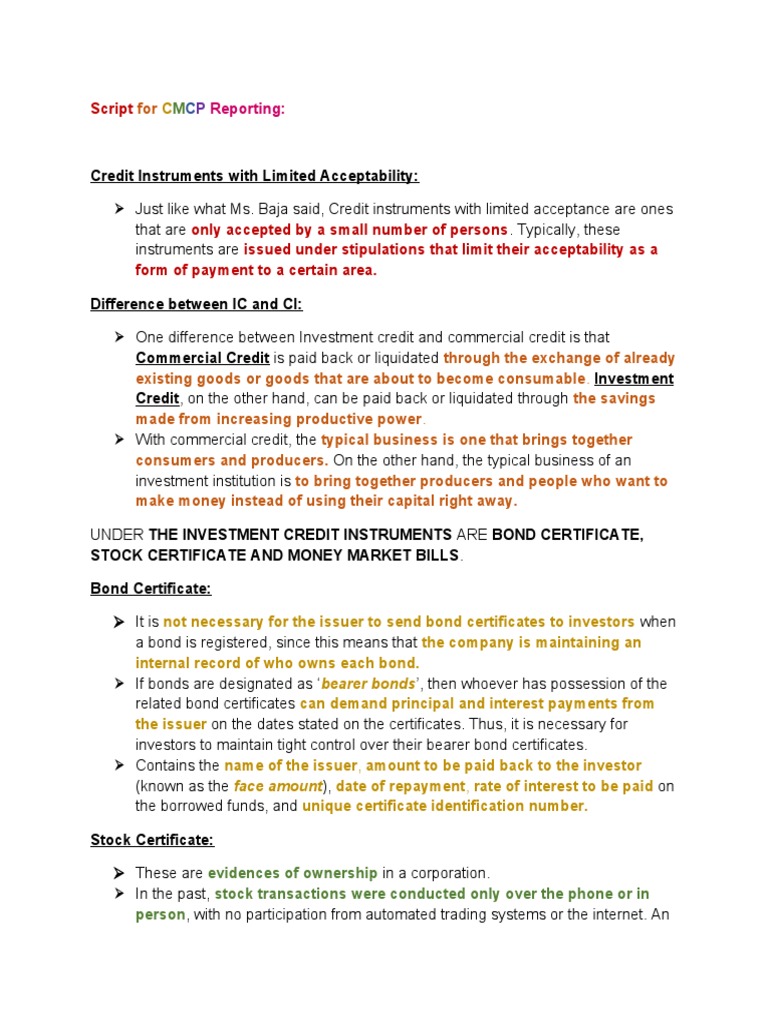 Script For CMCP Reporting | PDF | Repurchase Agreement | Stocks