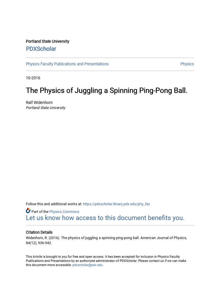 The Physics of Juggling A Spinning Ping-Pong Ball. | PDF | Rotation | Force