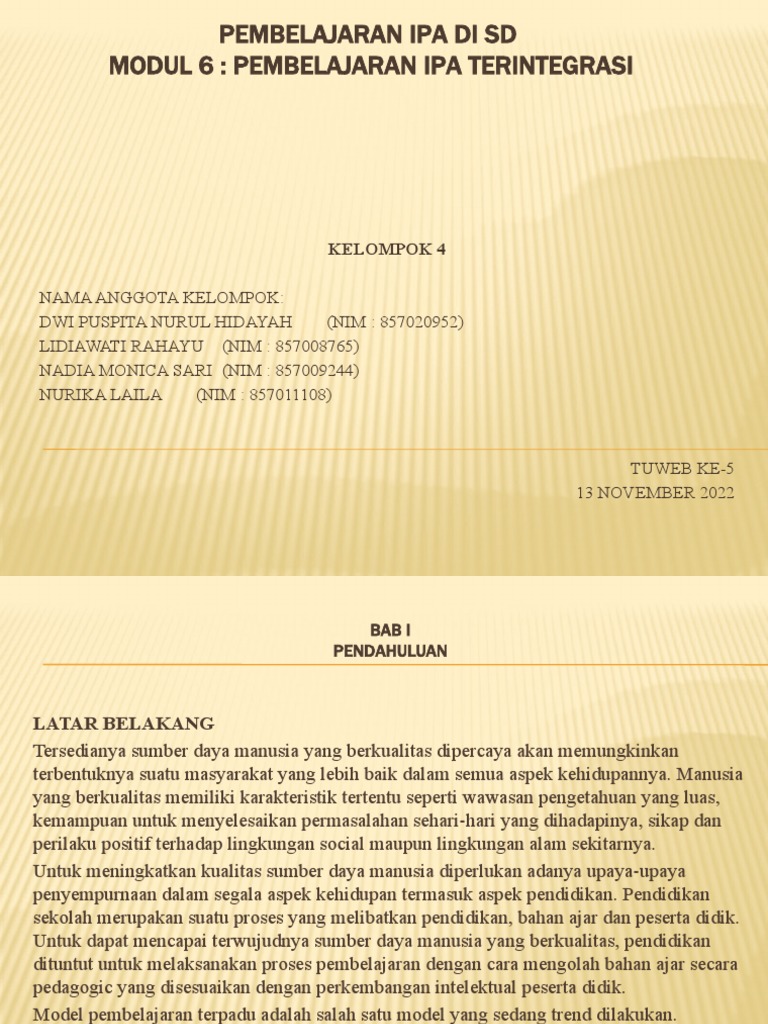 Pembelajaran Ipa Di SD K4 | PDF | Karier & Perkembangan