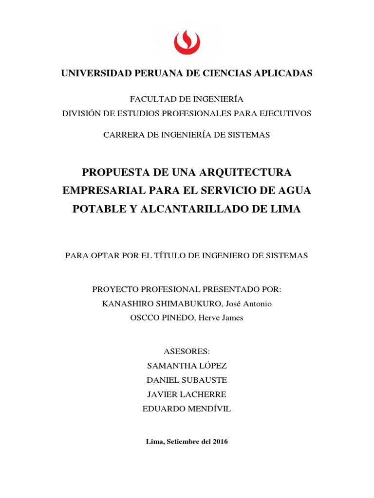 Tesis Ae De Servicio De Agua Pdf Scrum Desarrollo De Software