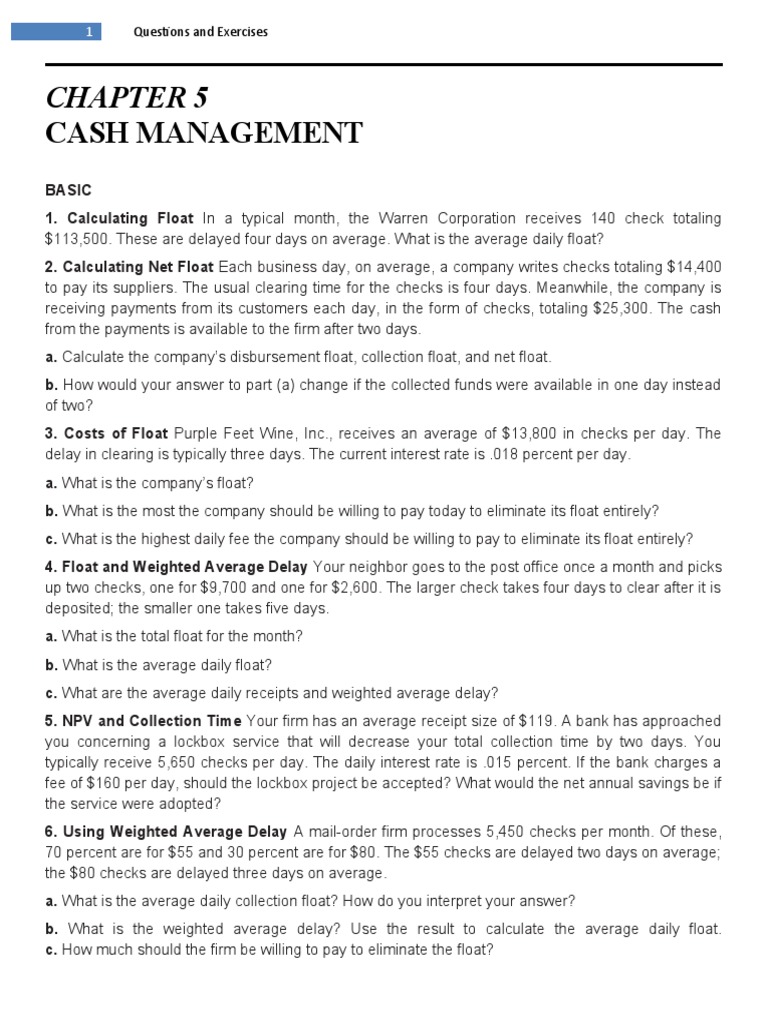 Chapter5 Exercises | PDF | Cheque | Interest