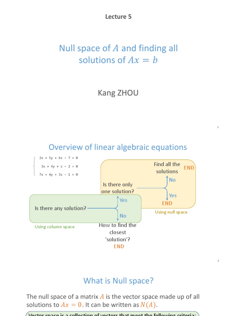 Lecture 5 Null Space of A and Finding All Solutions of Ax B | PDF