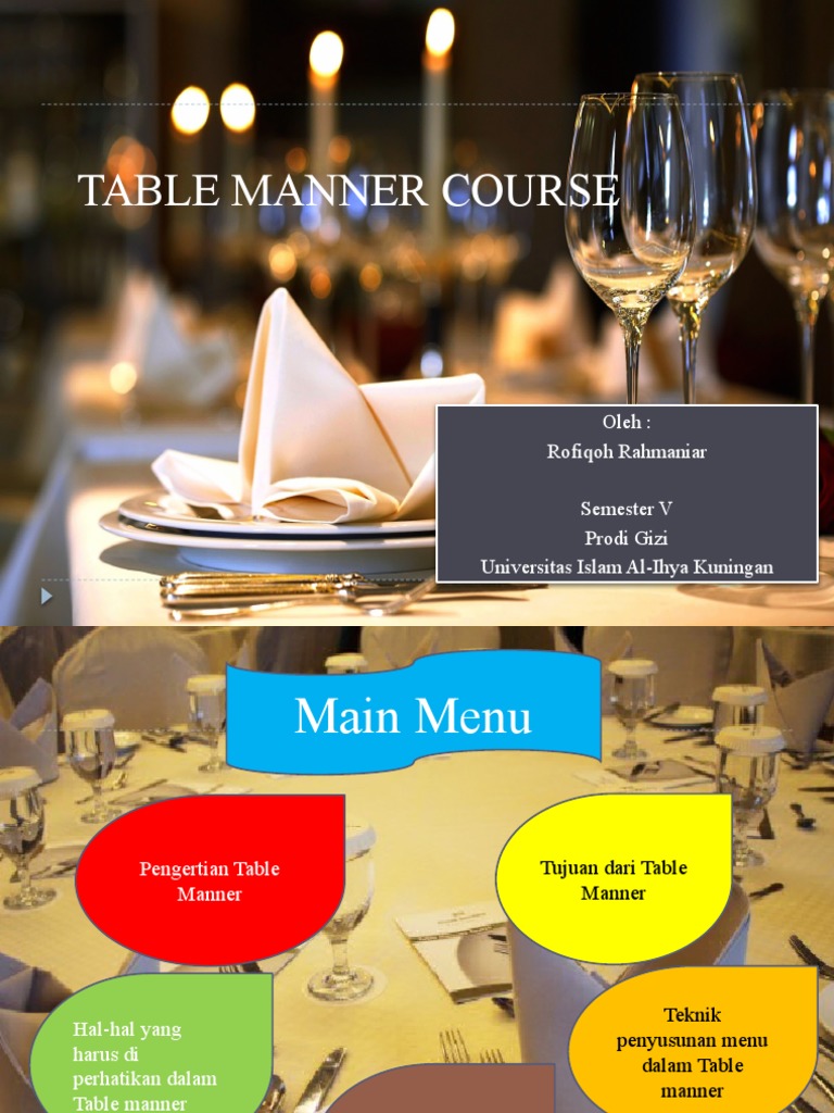 Table Manner Course | PDF | Memasak, Makanan, & Anggur