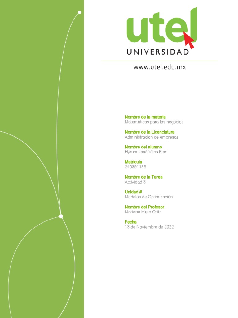 Actividad3 Matem Ticas para Los Negocios Hyrum José Vilca Flor | PDF