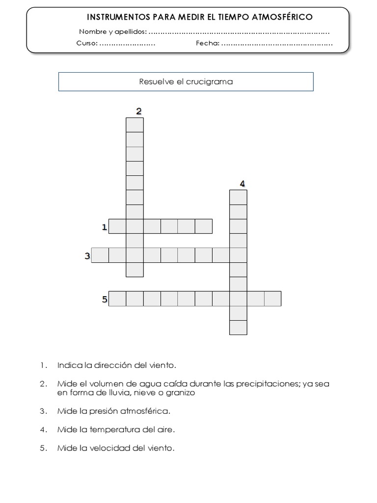 Crucigrama Instrumentos Tiempo | PDF | Tecnología e ingeniería