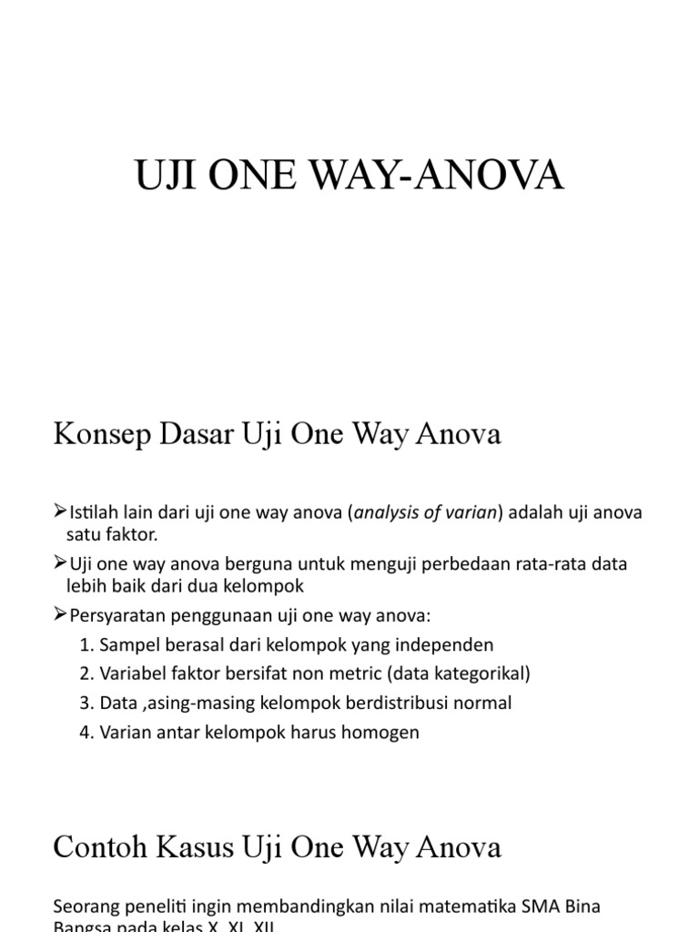 Uji One Way-Anova | PDF | Metode & Bahan Ajar