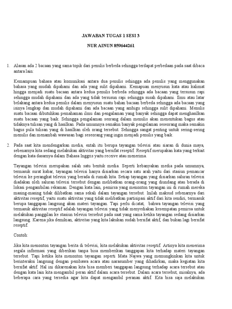 Tugas 1 Sesi 3 Bahasa Indonesia | PDF