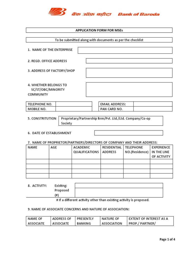 Application Form For Msme | PDF