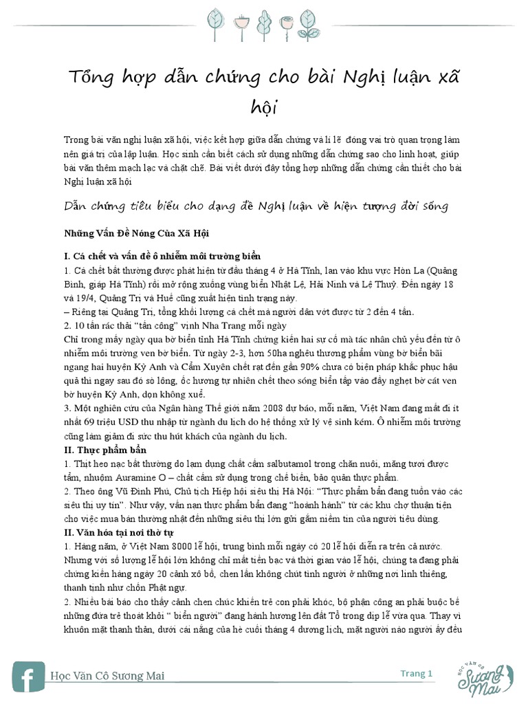 Tổng hợp dẫn chứng NLXH | PDF