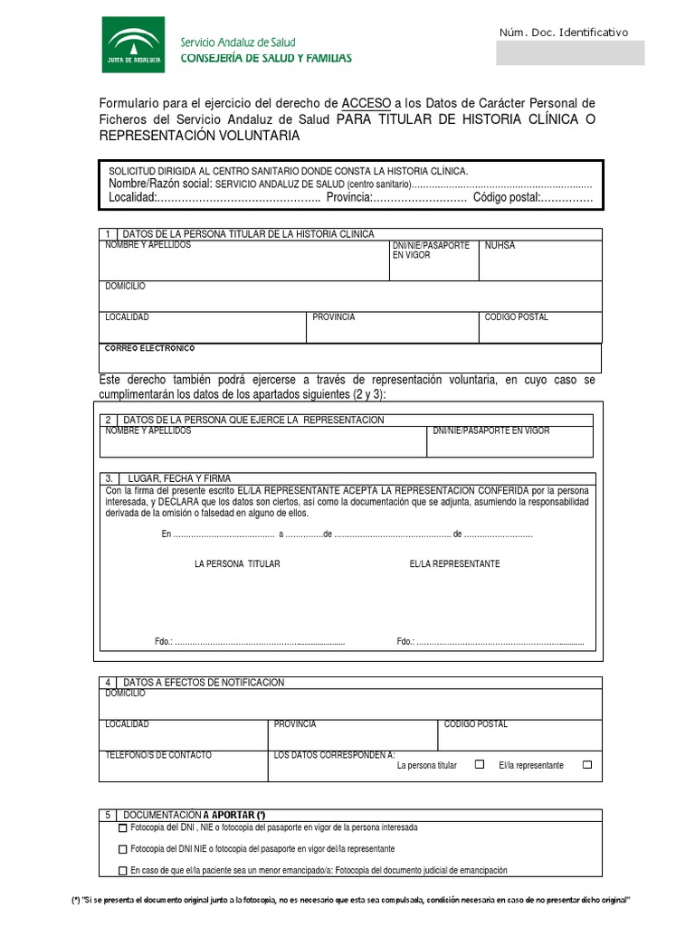 Formulario Acceso A Interesado y Representante Voluntario 0 | PDF ...