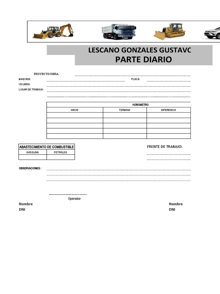 Formato de Partes Diarios | PDF