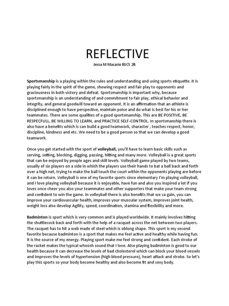 Reflective | PDF | Volleyball