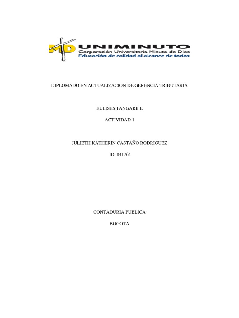 Actividad 1 Generalidades Del Tributo | PDF | Impuestos | Colombia