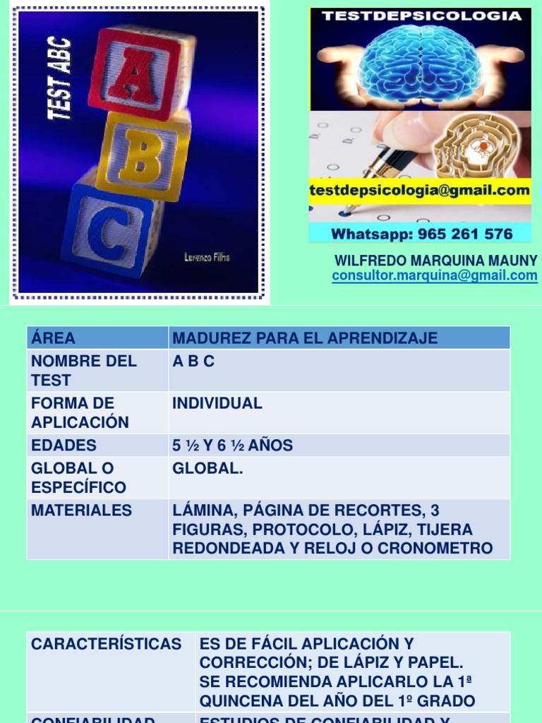 Test ABC para evaluar madurez lectora | PDF | Salud y bienestar