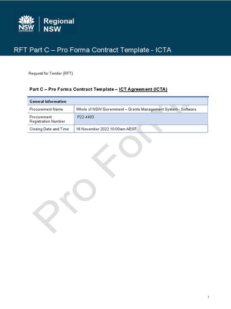 P22-4493 - Part C - Pro Forma Contract Template - ICT Agreement - ICTA ...