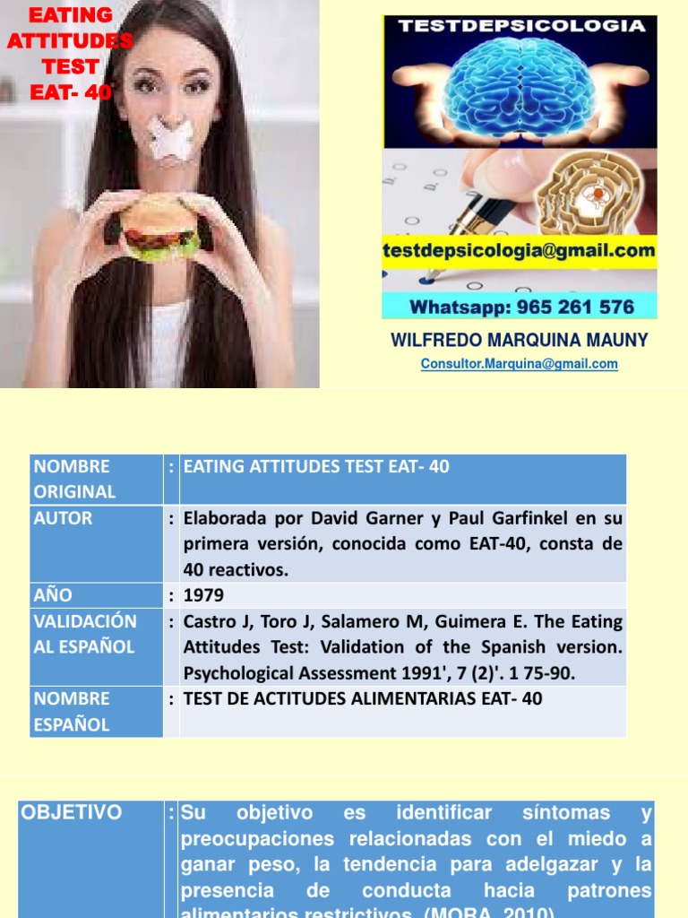 Test de Actitudes Alimentarias EAT-40 | PDF | Validez (Estadísticas ...
