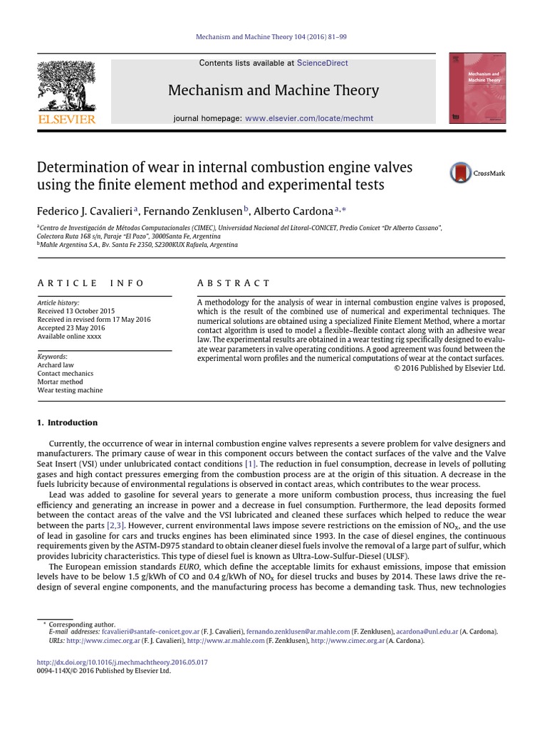 Cae FEA Valve Wear Analysis | PDF | Wear | Valve