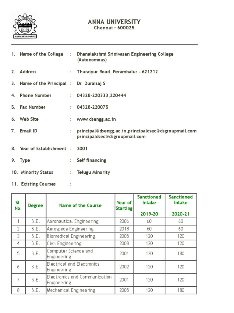 Dhanalakshmi Srinivasan Engineering College | PDF | Engineering ... Dhanalakshmi Srinivasan Engineering College | PDF | Engineering ...