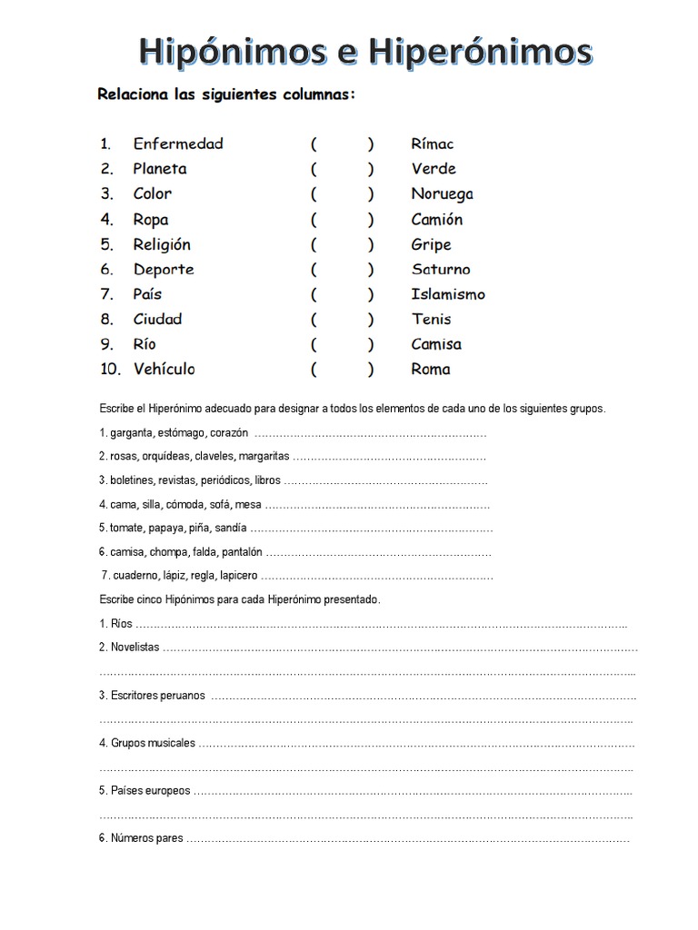 Hiponimos e Hiperonimos | PDF