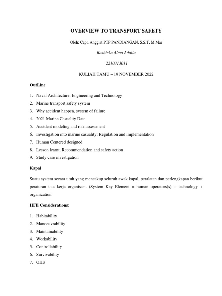 Marine Transport Safety Overview | PDF | Navigation