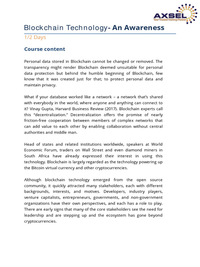 Blockchain Awareness - Intro v1.3 | PDF