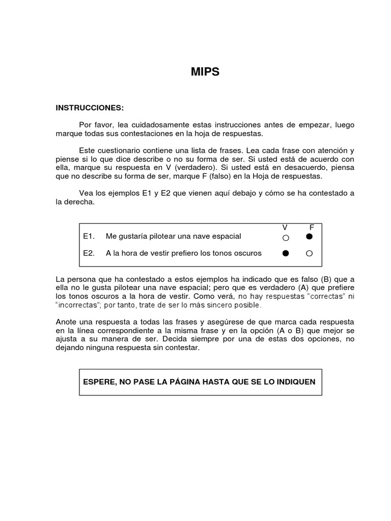 Cuadernillo Del MIPS | PDF | Ciencia cognitiva | Conceptos psicologicos